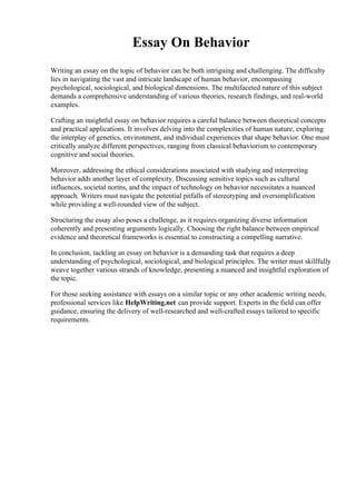 Essay On Behavior.pdf | Science