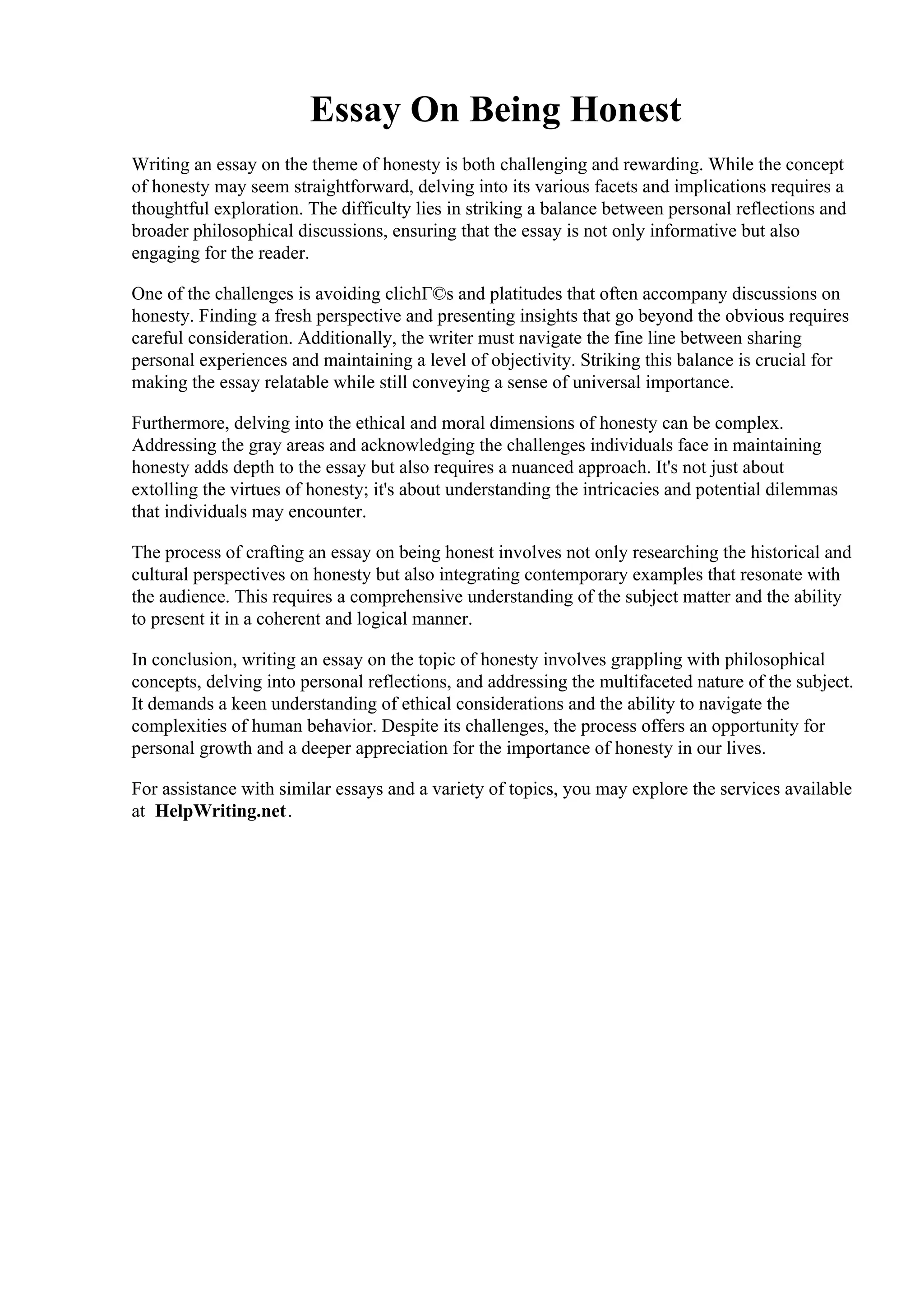 Essay On Being Honest | PDF