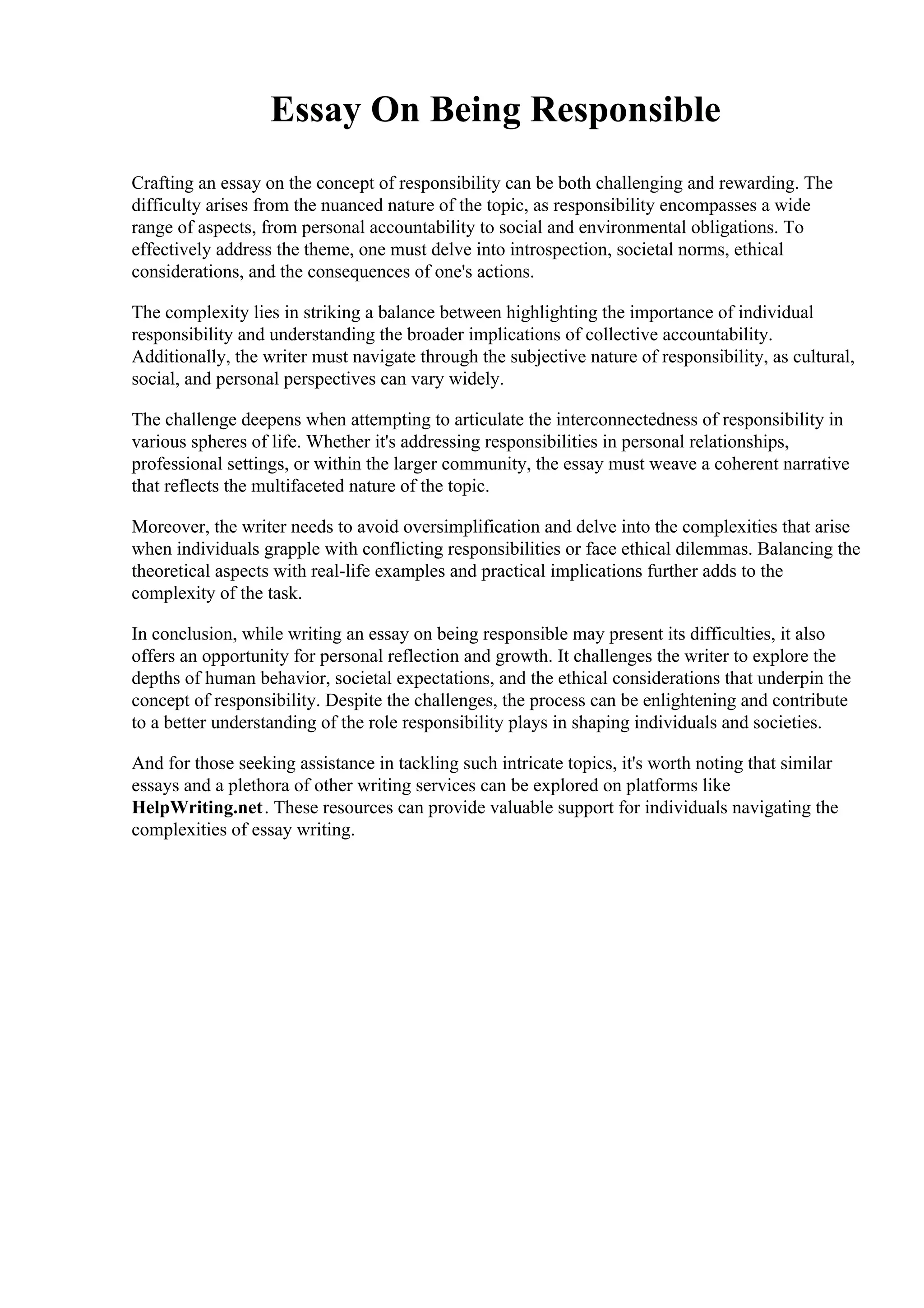 Essay On Being Responsible.pdf