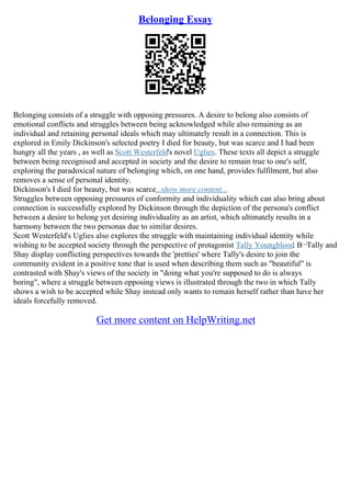 Essay On Belonging | PDF