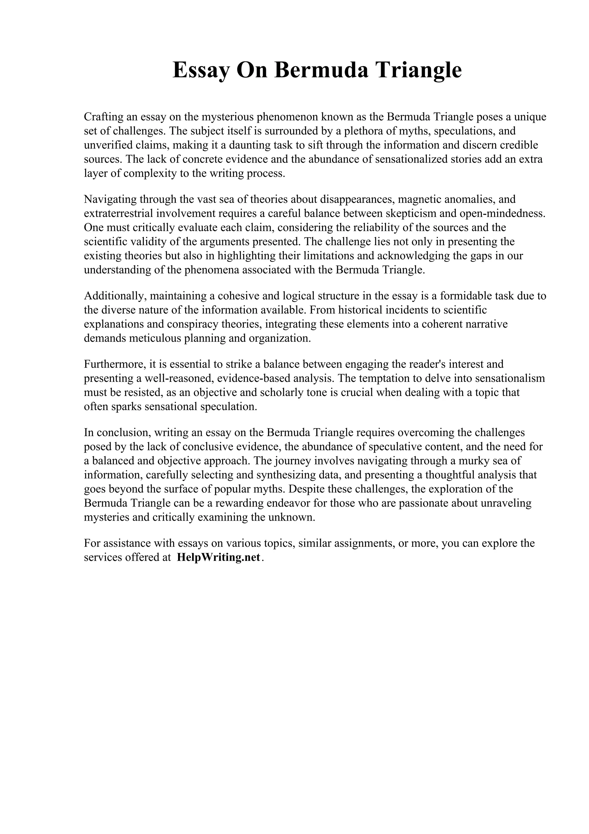 Essay On Bermuda Triangle | PDF