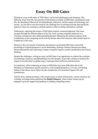 Essay On Bill Gates. Bill Gates. Bill gates biography essay ...
