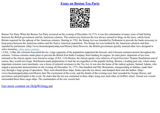 Essay On Boston Tea Party | PPT