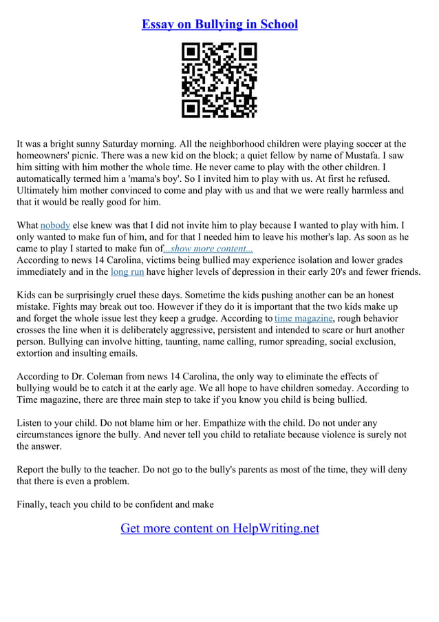 Essay On Bullying | PDF