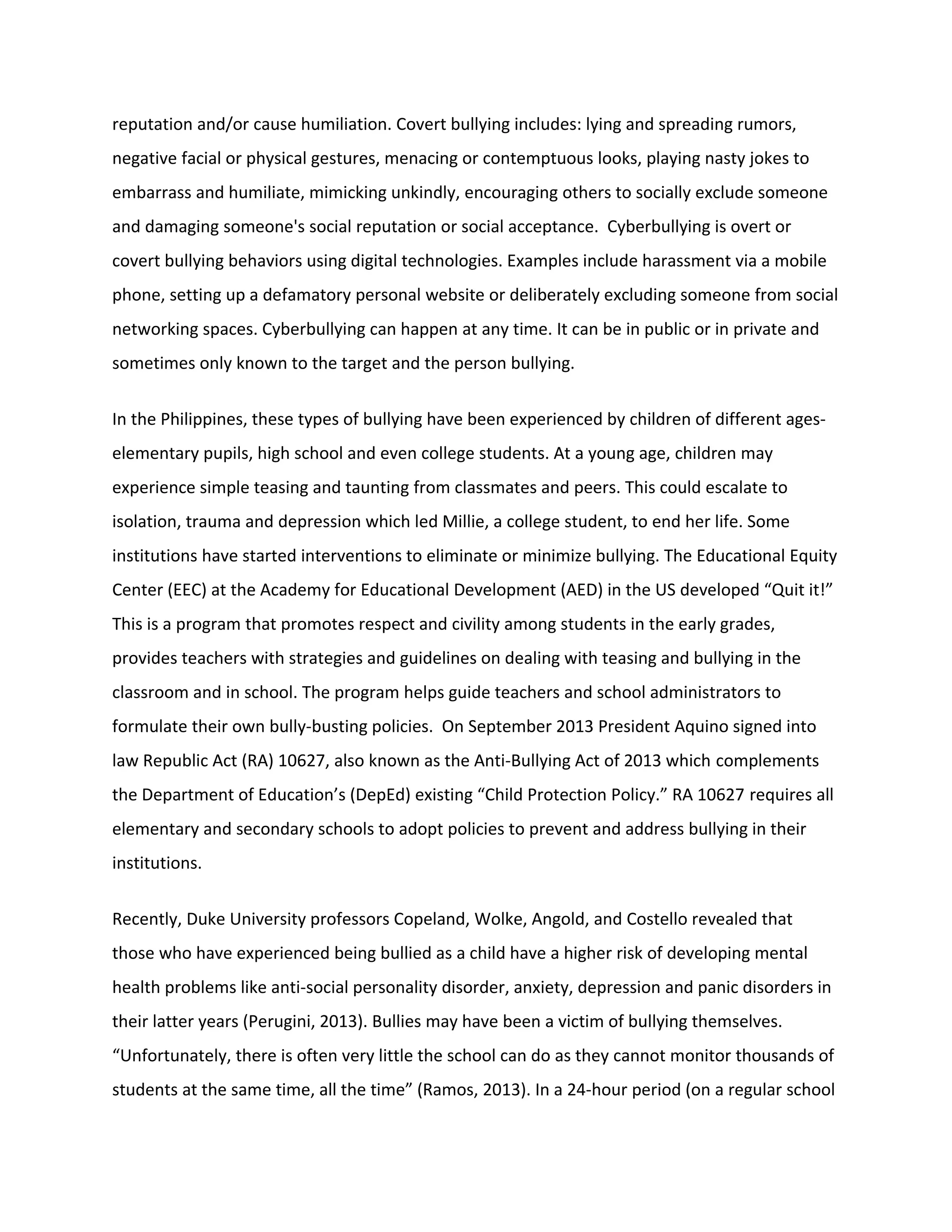 Essay on bullying | DOC