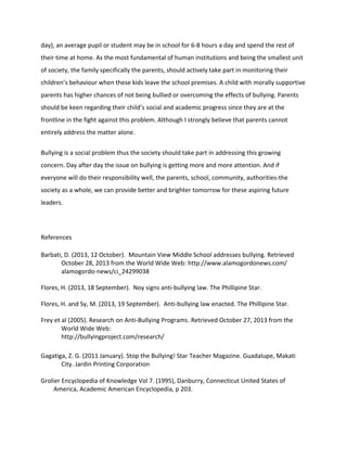 Essay on bullying | DOC
