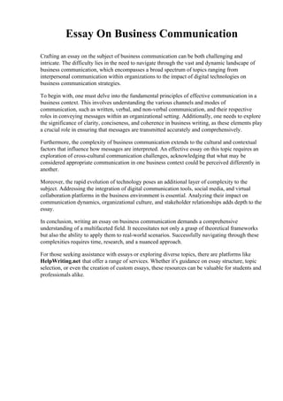 Essay On Business Communication. Chaffey College | PDF