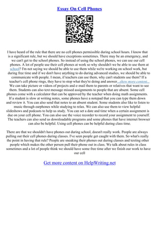 Essay On Cell Phones | PDF