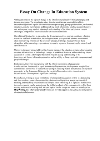 Essay On Change In Education System.pdf | Education