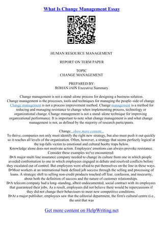 Essay On Change Management | PDF
