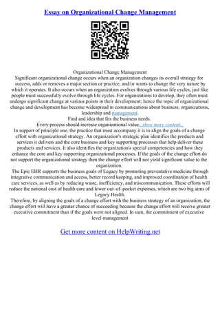 Essay On Change Management | PDF
