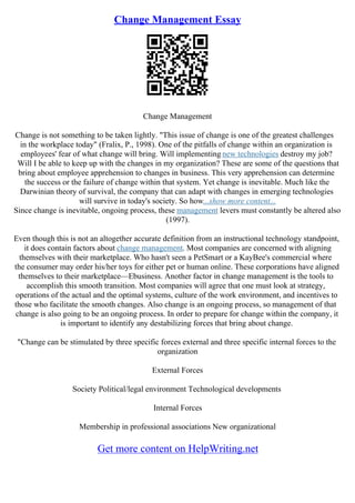 Essay On Change Management | PDF