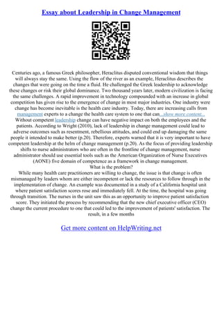 Essay On Change Management | PDF