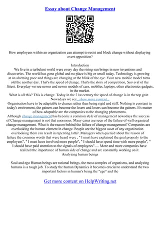 Essay On Change Management | PDF