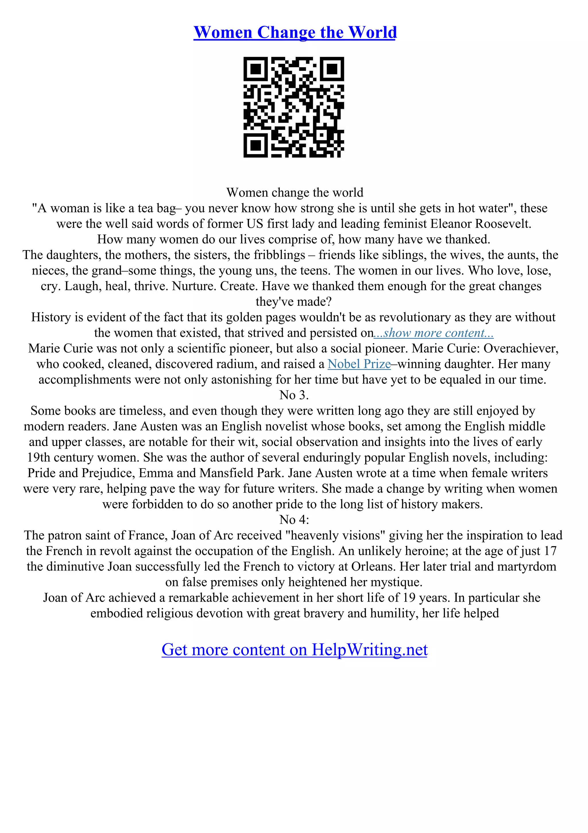 Essay On Changing The World | PDF