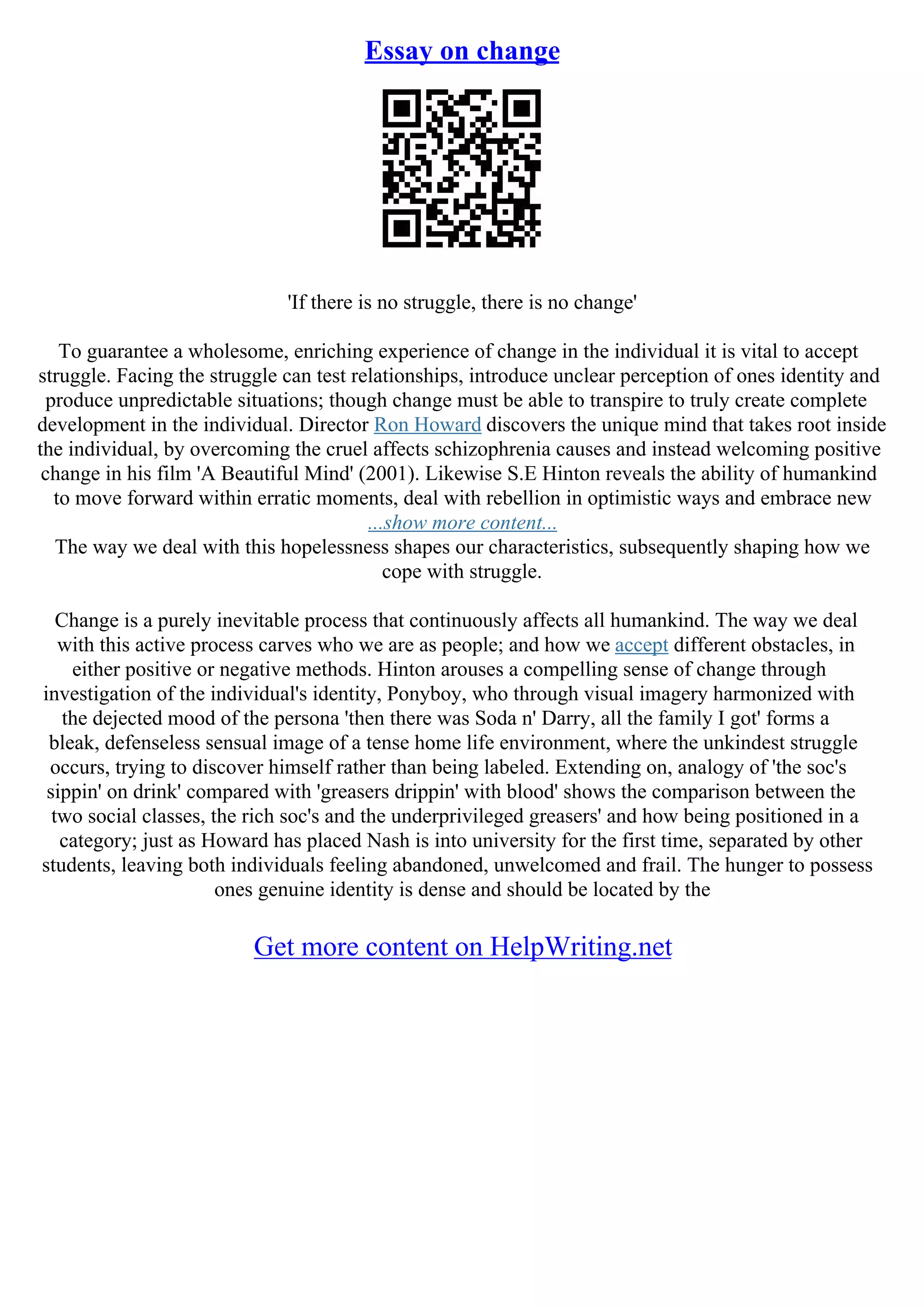 Essay On Changing The World | PDF