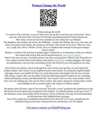 Essay On Changing The World | PDF