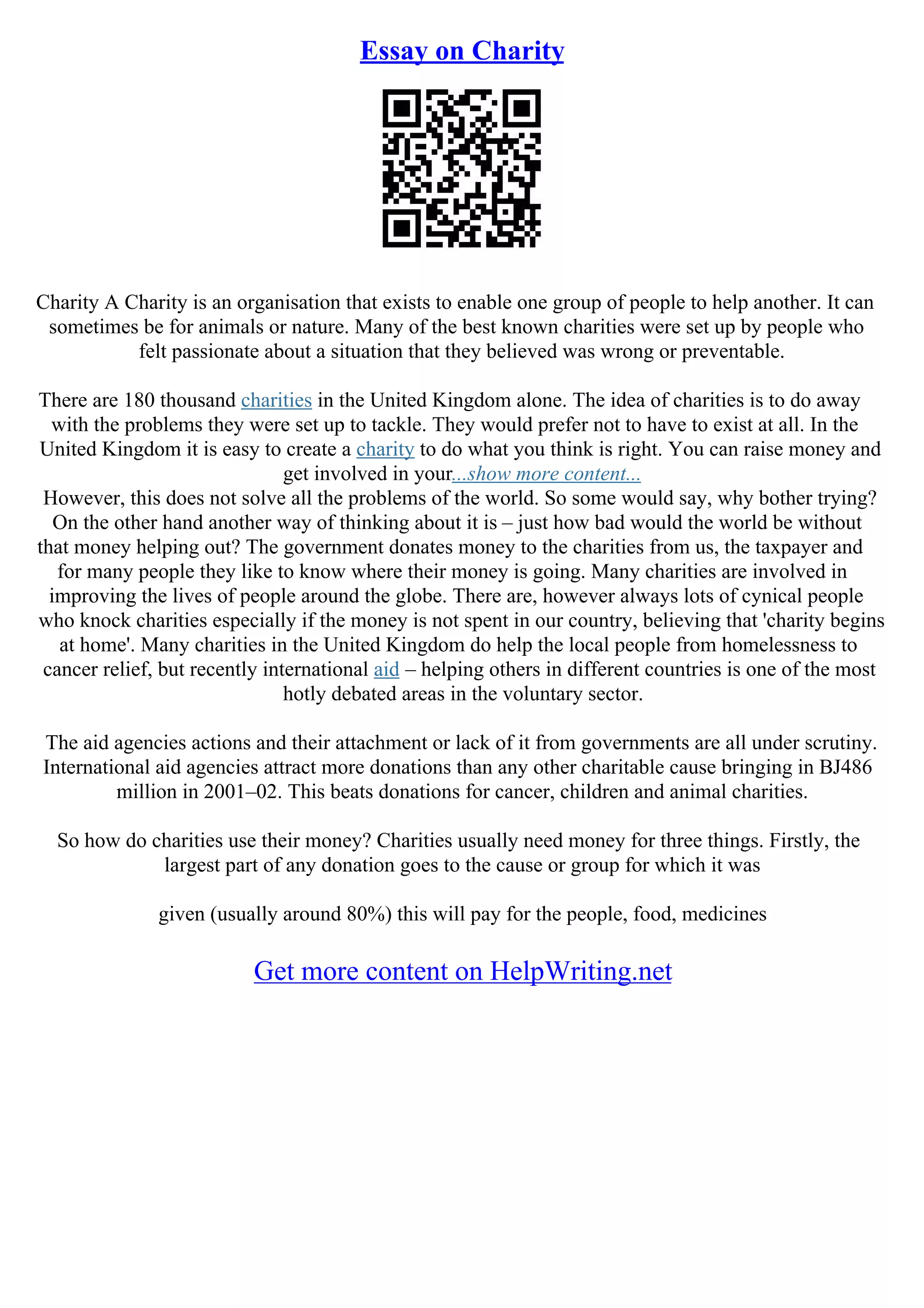 Essay On Charity | PDF