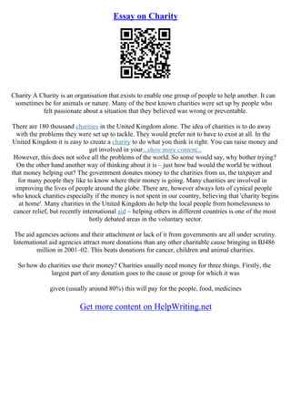 Essay On Charity | PDF