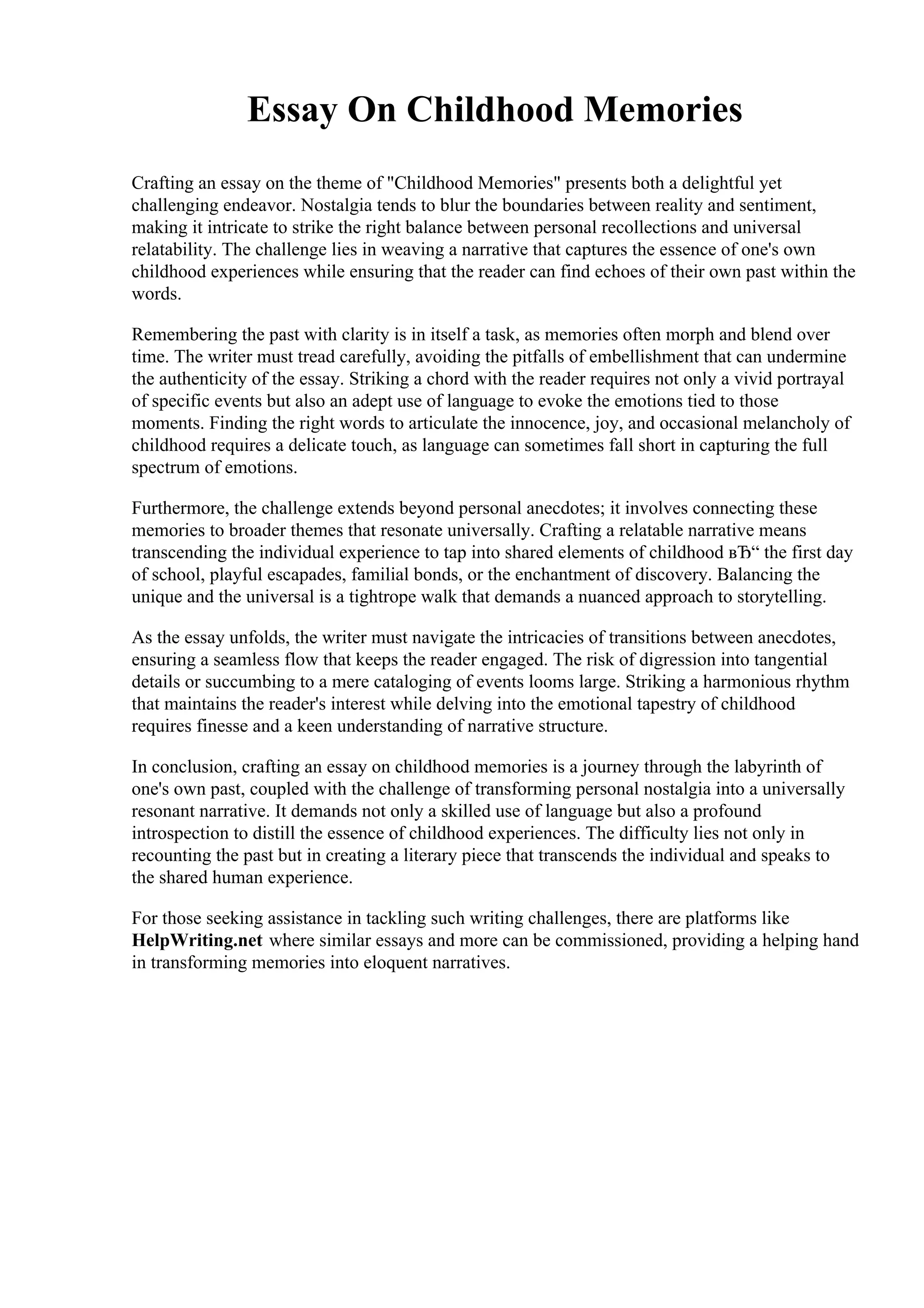 Essay On Childhood Memories.pdf