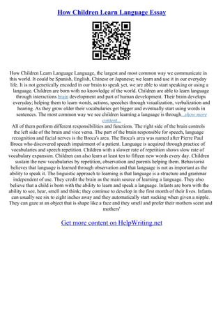 Essay On Children | PDF