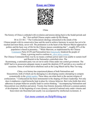 Essay On Chinese Culture | PDF