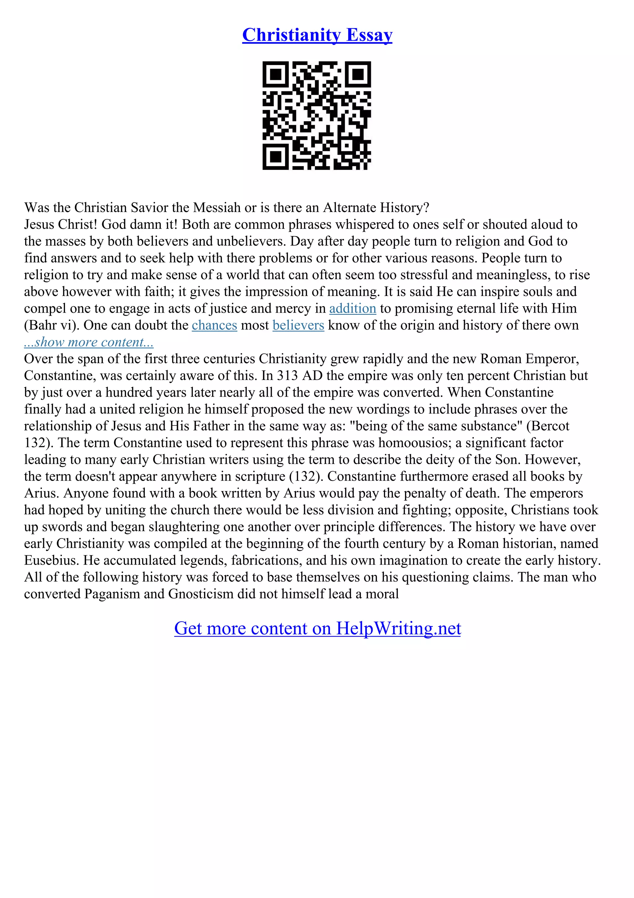 Essay On Christianity | PDF