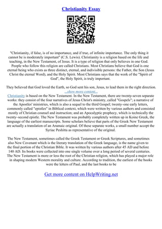 Essay On Christianity | PDF