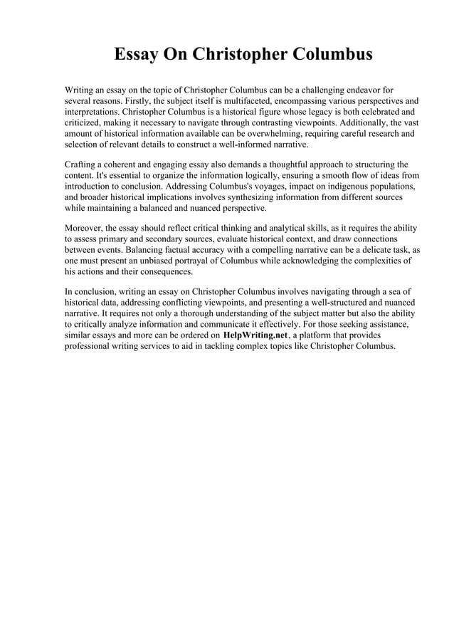Essay On Christopher Columbus | PDF