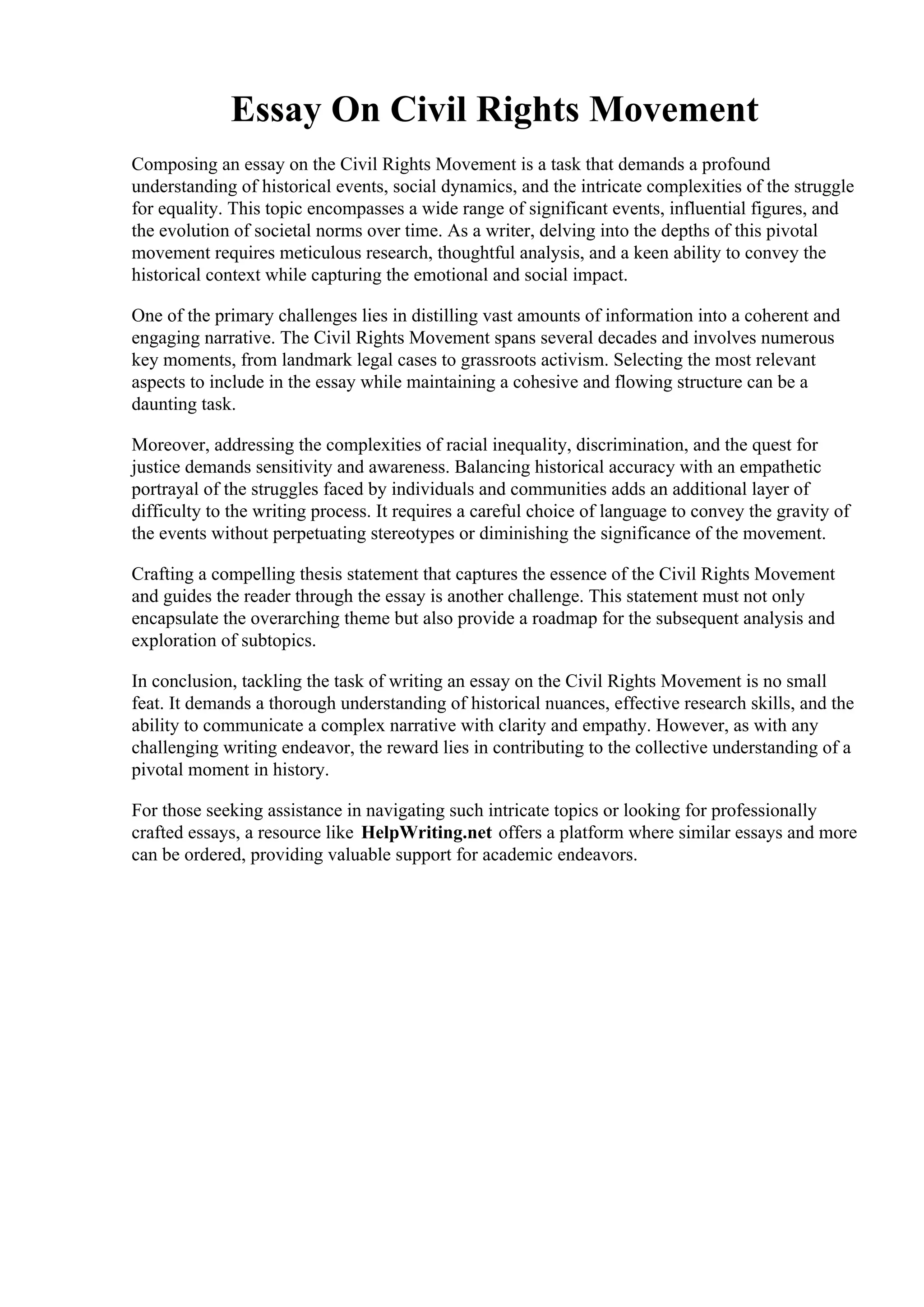 Essay On Civil Rights Movement | PDF