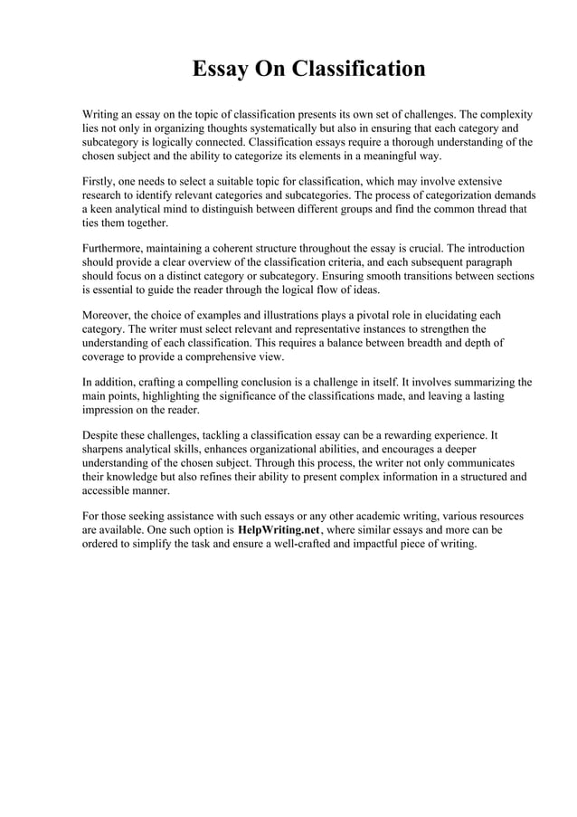 Essay On Classification.pdf | Homework and Study | Education