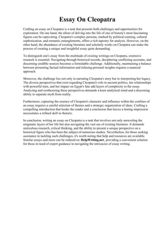 Essay On Cleopatra | PDF