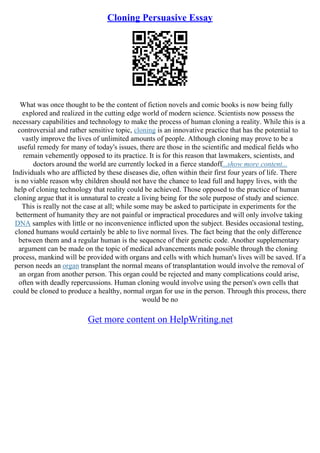 Essay On Cloning | PDF