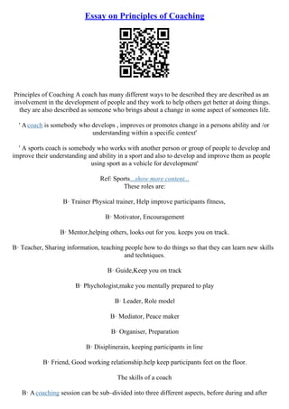Essay On Coaching | PDF
