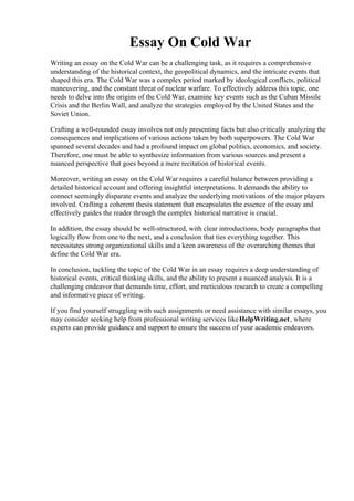 Essay On Cold War | PDF