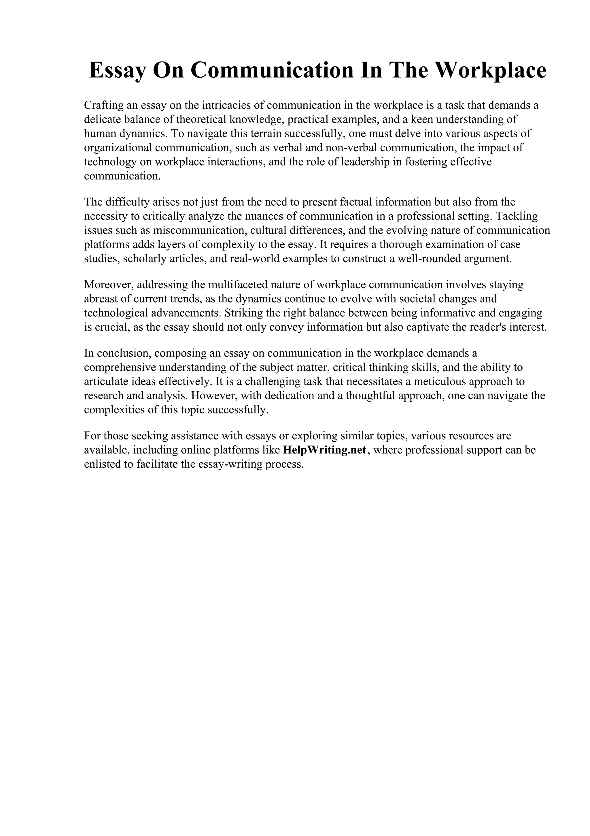 Essay On Communication In The Workplace.pdf