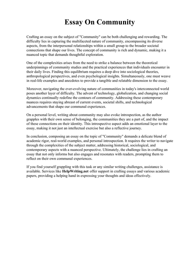 Essay On Community. Cleveland Community College | PDF