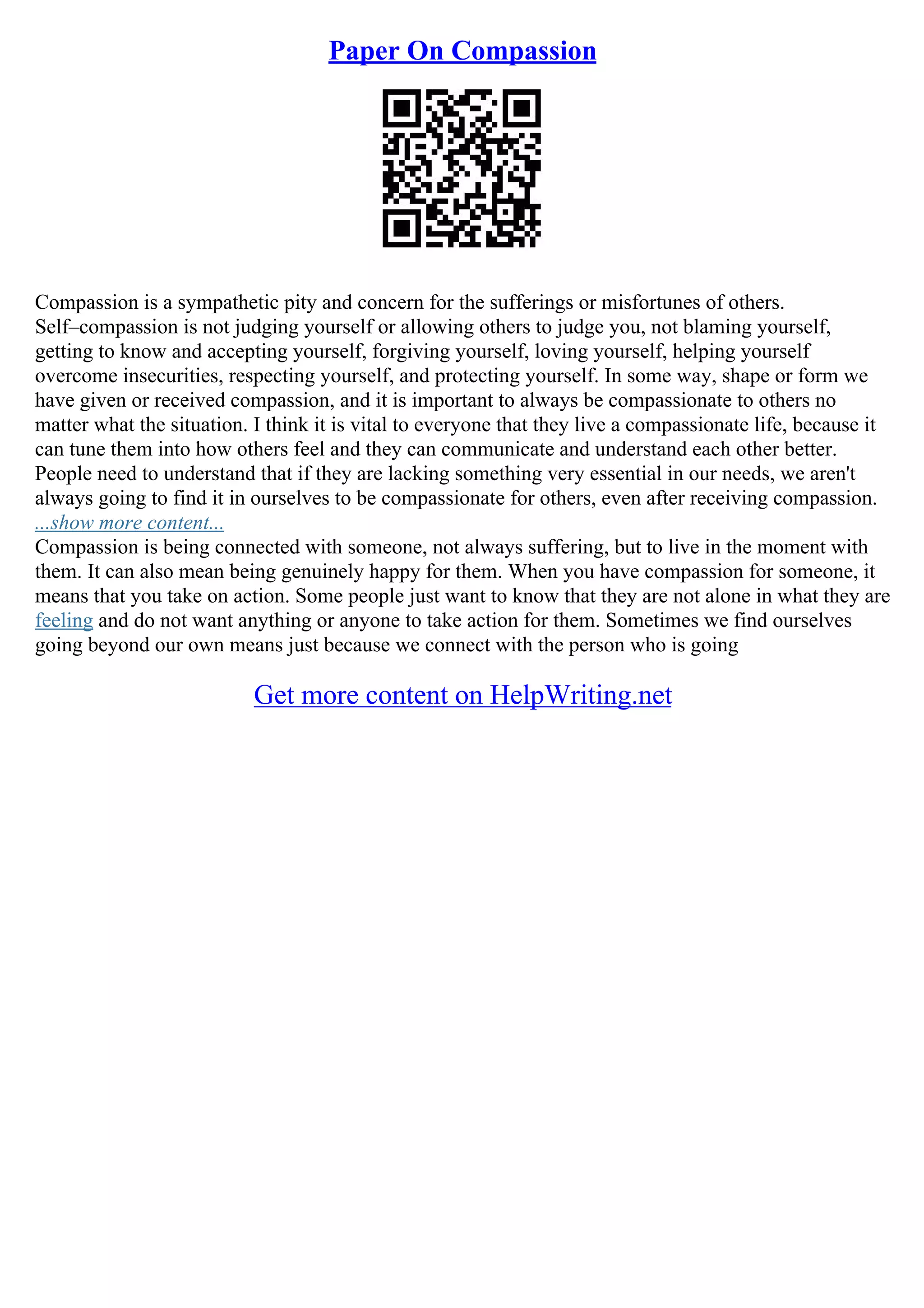 Essay On Compassion | PDF