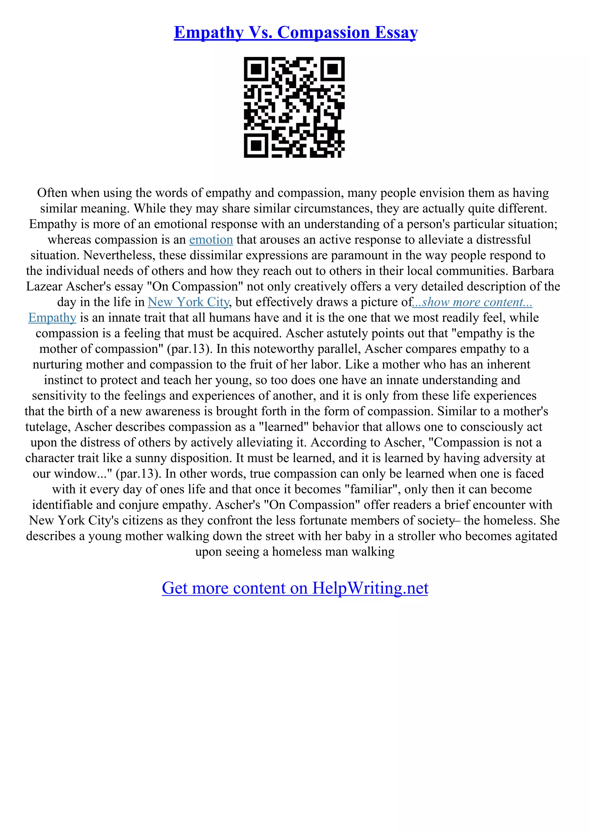 Essay On Compassion | PDF