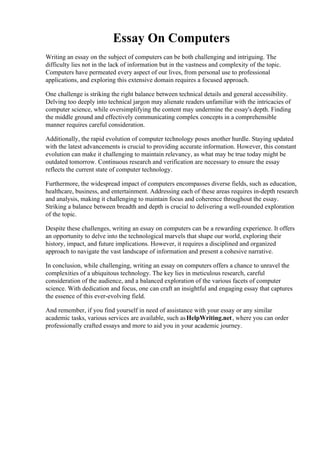 Essay On Computers | PDF