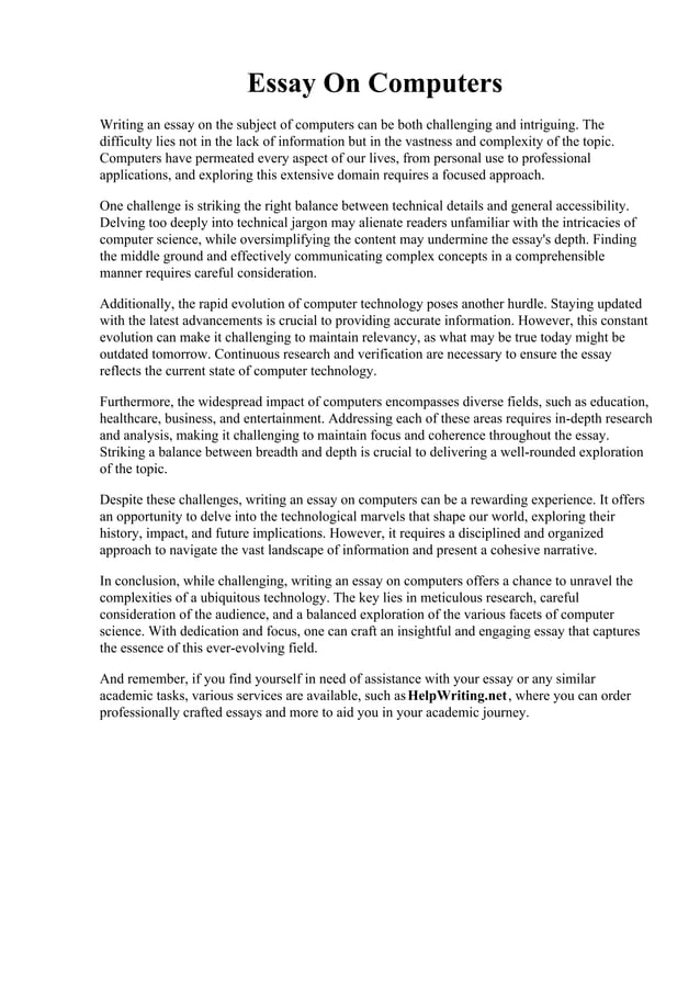 Essay On Computers | PDF