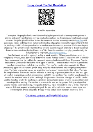 Essay On Conflict | PDF