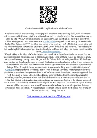 Essay On Confucianism | PDF | Buddhism | Religion & Spirituality