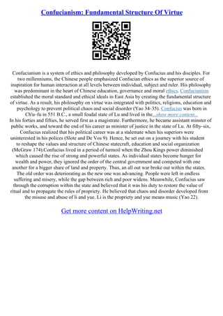 Essay On Confucianism | PDF