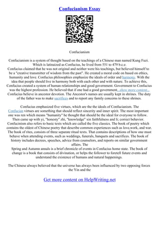 Essay On Confucianism | PDF
