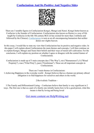 Essay On Confucianism | PDF | Buddhism | Religion & Spirituality