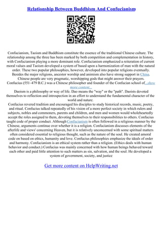 Essay On Confucianism | PDF | Buddhism | Religion & Spirituality