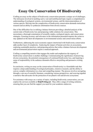 Essay On Conservation Of Biodiversity.pdf
