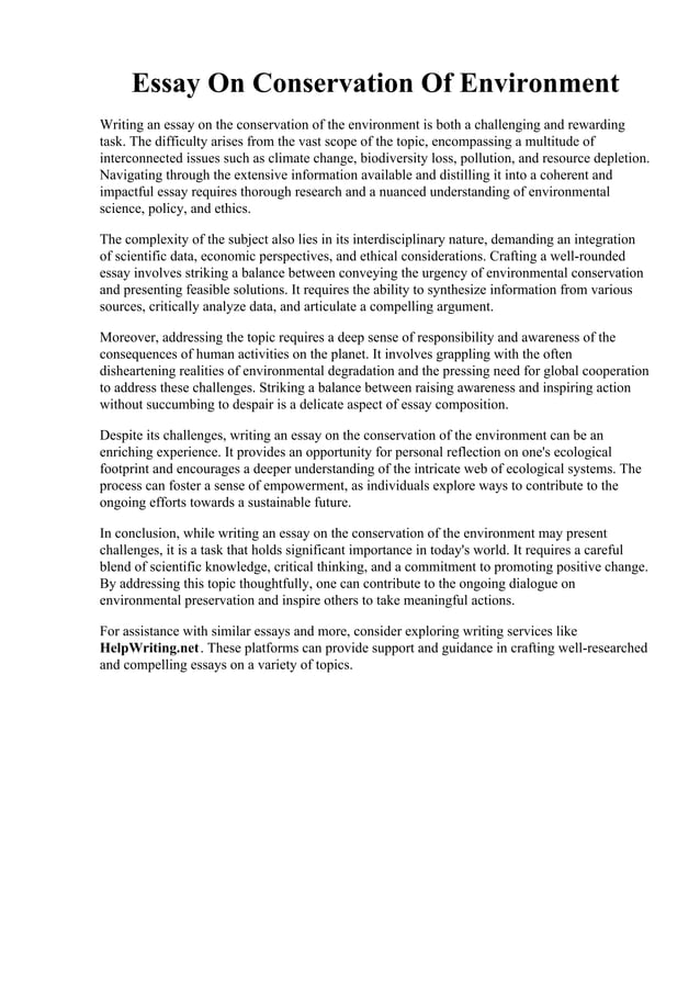 Essay On Conservation Of Environment. Article on conservation of ...