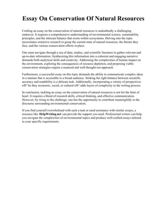 Essay On Conservation Of Natural Resources.pdf | Environment | Science